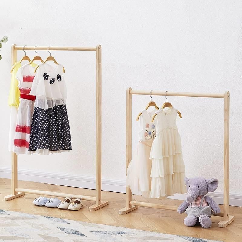 Simple Wooden Children's Coat Rack Floor Big Kids Solid Wood Hanging ...