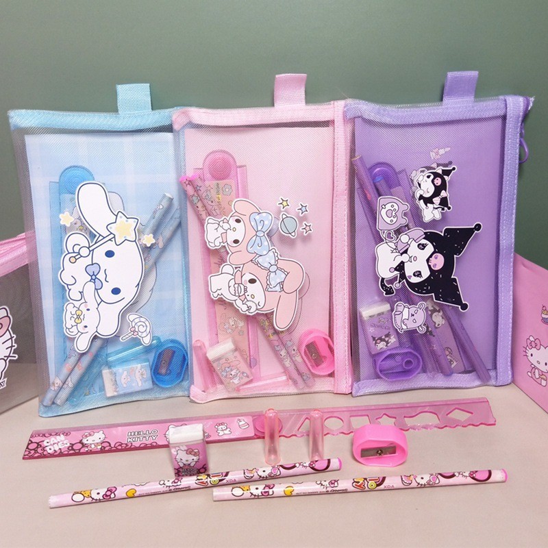 7Pcs/Set Sanrio Kuromi My Melody Cinnamoroll Stationery Set Gel Pen ...