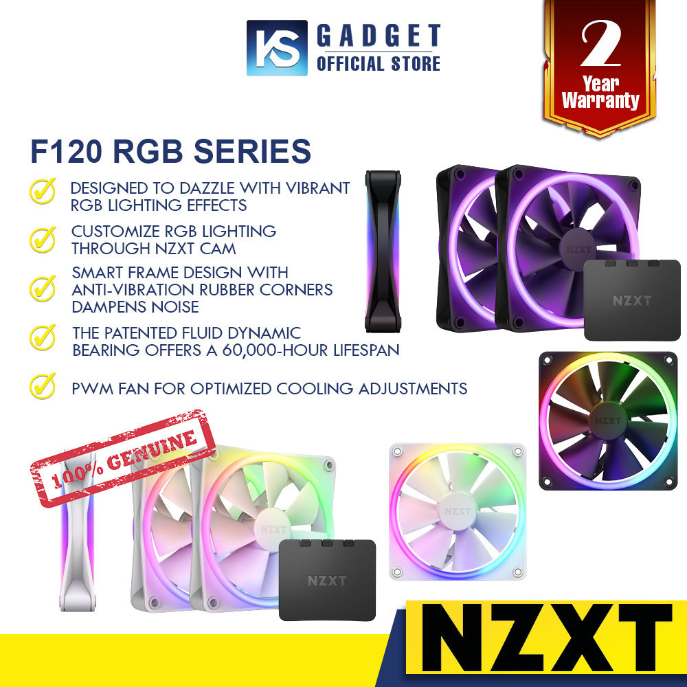 NZXT F120 RGB /F120 RGB DUO TRIPLE / SINGLE PACK ( BLACK / WHITE ...