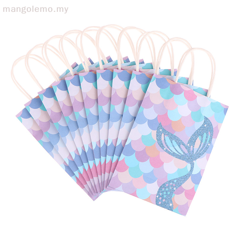 [MANGO] 10Pcs Mermaid Tail Paper Gift Bags Mermaid Theme Party Candy ...