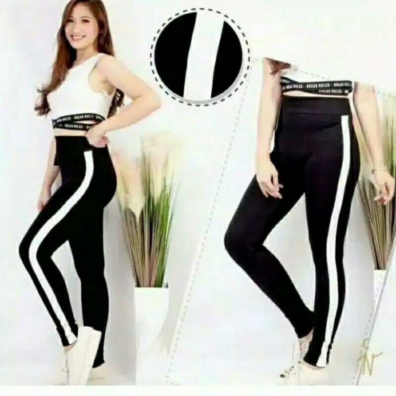 PUTIH White LIST SCUBA Pants (ALL SIZE And JUMBO)/JUMBO STRIP Leggings ...