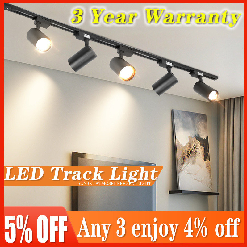 Tricolor LED Track Light 12/20/30/40W COB Spotlight Track Lighting ...