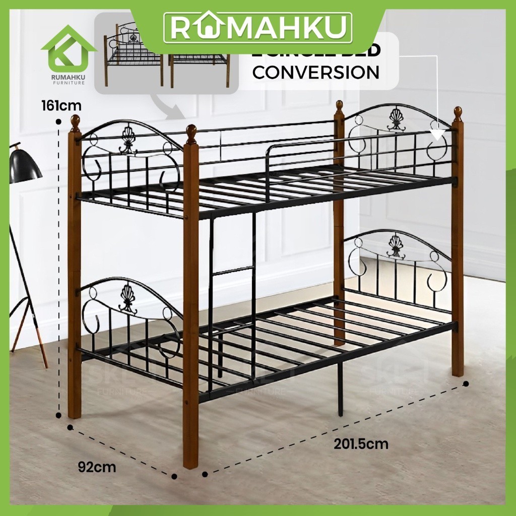 🔥FREE SHIPPING🔥 Double Decker With Wood /Size Single/Super base ...