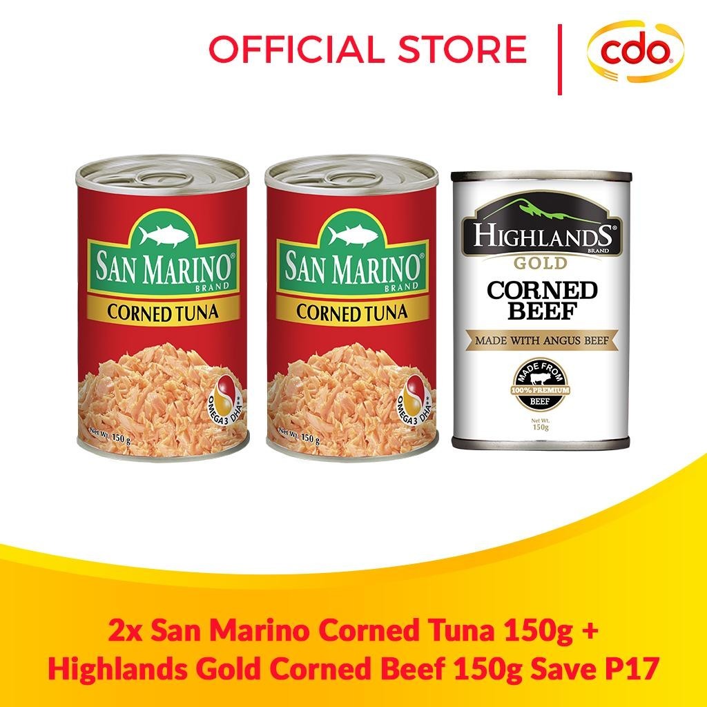 SAN MARINO Corned Tuna 150g (2PCS) + HIGHLANDS Gold Corned Beef 150g (1PC) | Shopee Malaysia