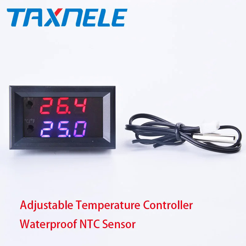 Mini Digital LED Intelligent Adjustable Thermostat DC 12V 10A ...