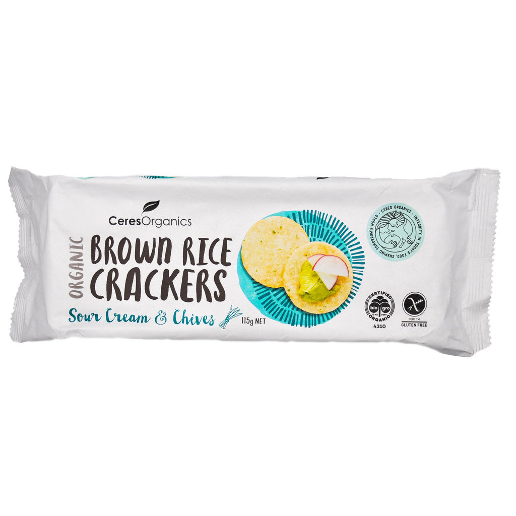 Ceres Organics Brown Rice Crackers - Sour Cream & Chives (115g ...