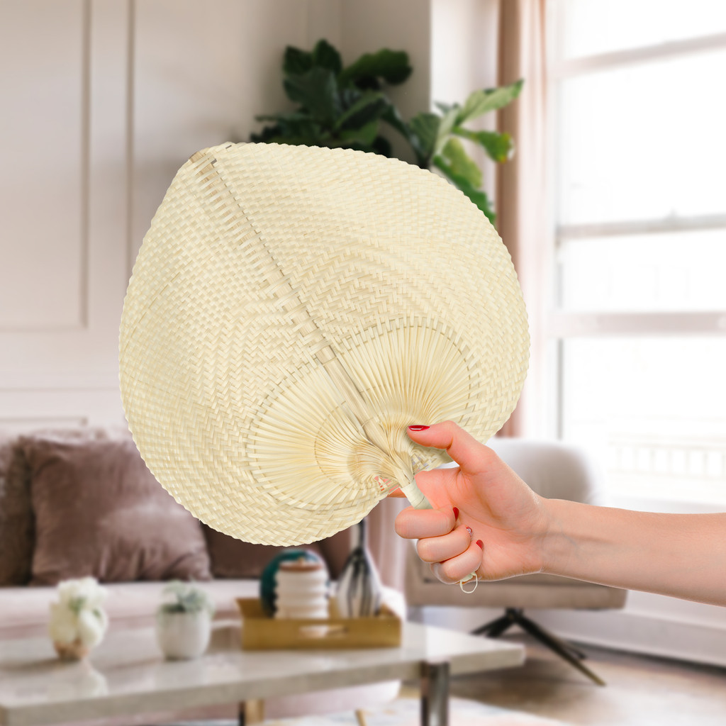 Heart Shaped Bamboo Weaving Hand Fans With Handle Handmade DIY Woven ...