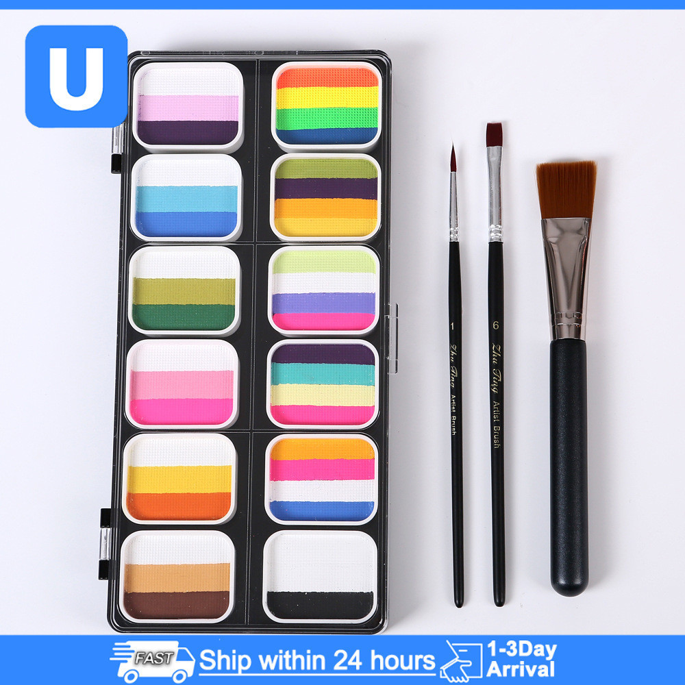 Makeup Paint Cream12 Colors Rainbow Strip Palette Body Paint Paint ...