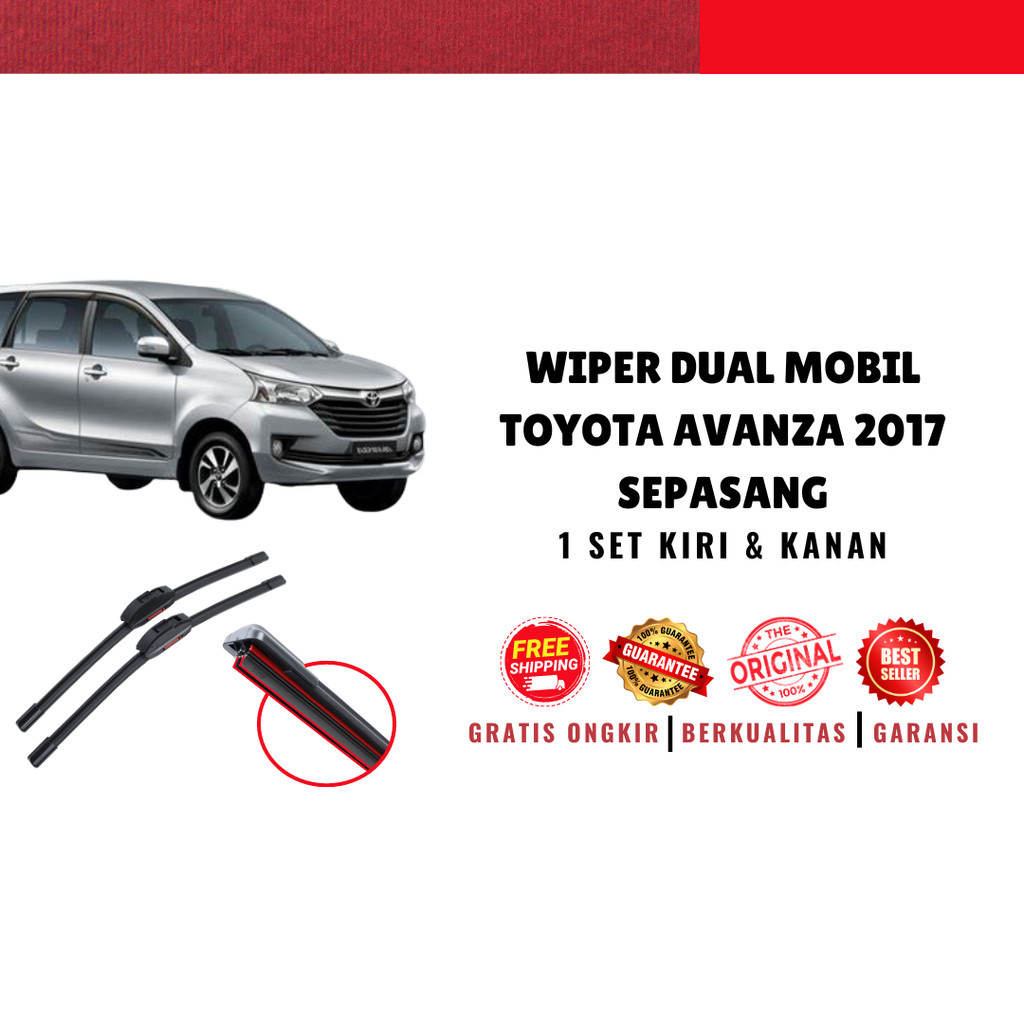 Double Rubber Wiper Toyota Avanza 2017-2020 Frameless Dual Blade Double ...
