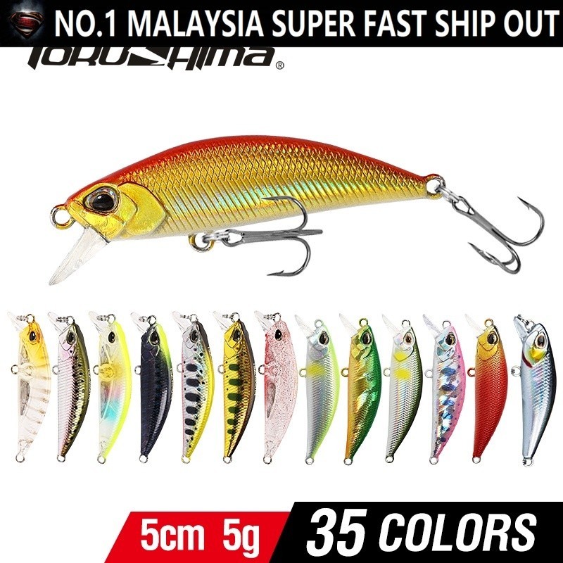 SP Umpan Mancing 1Pcs 35 Colors Fishing Lure 5g/5cm Sinking Minnow 3D Eyes Laser Trolling ...