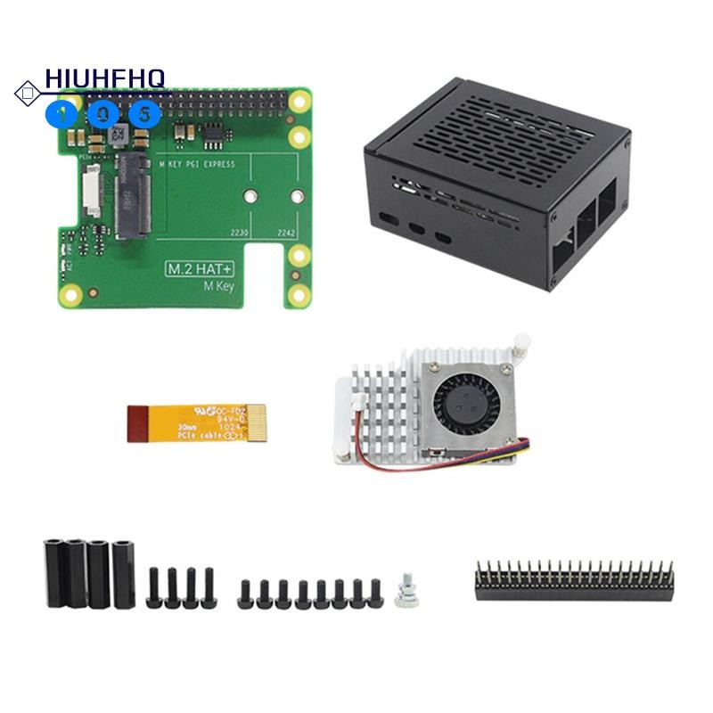 PCIe to M.2 HAT+ with Case+Blower for Raspberry Pi 5 Gen2 Gen3 M.2 NVME ...