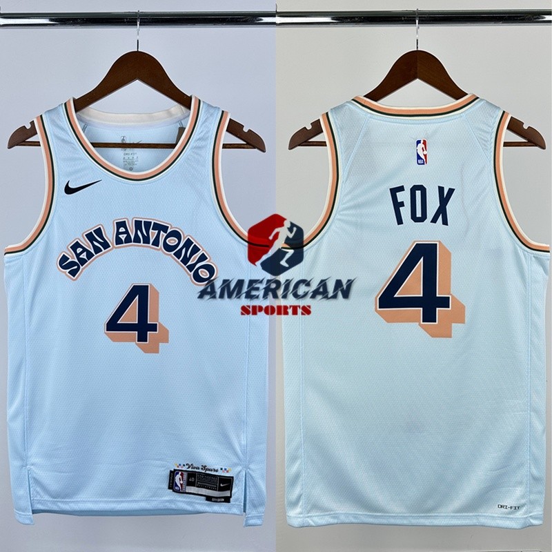 Hot Pressed Men's NBA San Antonio Spurs De'Aaron Fox 2024-25 Light Blue ...