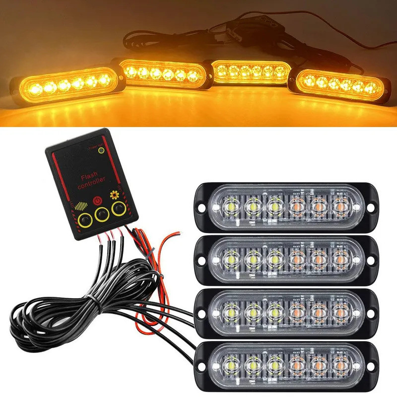 Car Locomotive Patrol Car Orange Flashing Headlight, Strobe Beacon ...