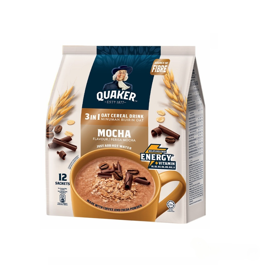 Quaker 3 in 1 Oat Cereal Drink Mocha (12's x 28g) | Shopee Malaysia