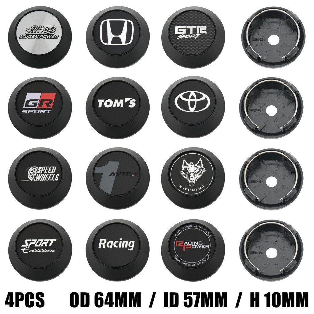 JDM Car Styling 64mm Wheel Center Cap AVID MUGEN GTR RACING GR SPORT ...
