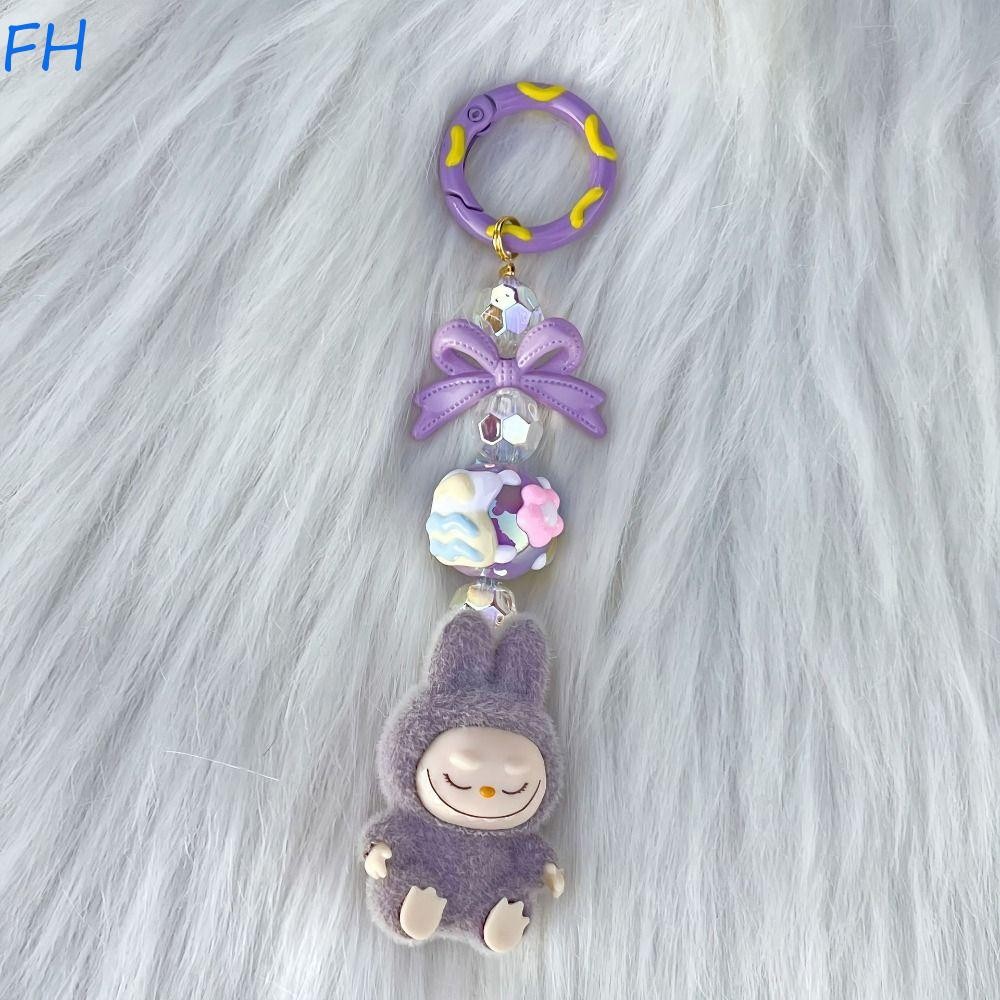 FENGHA Flocking Labubu Keychain, Pendant Velvet Sit Down Labubu Dolls ...