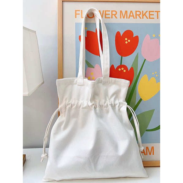 Beg kanvas putih wanita gaya baru Jepun gaya manis beg Tote beg tali ...