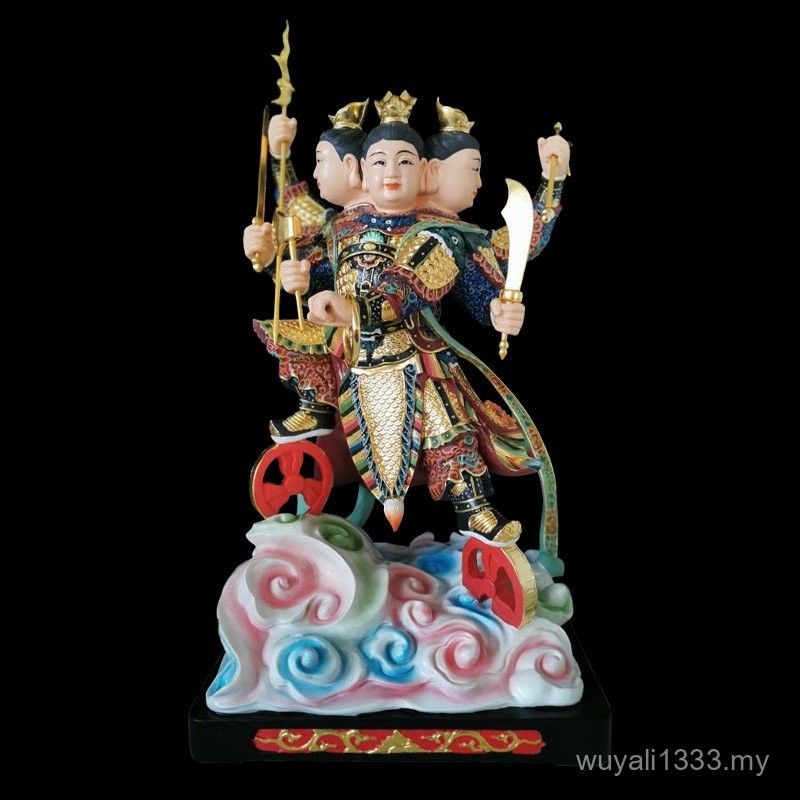 Ukiran Kayu Patung Buddha Nezha Berenam Tiga Berkepala Berenam untuk ...