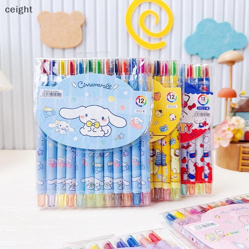 [ceight] 12Pcs/set Children's Drawing Crayons Kawaii Sanrio Kuromi ...