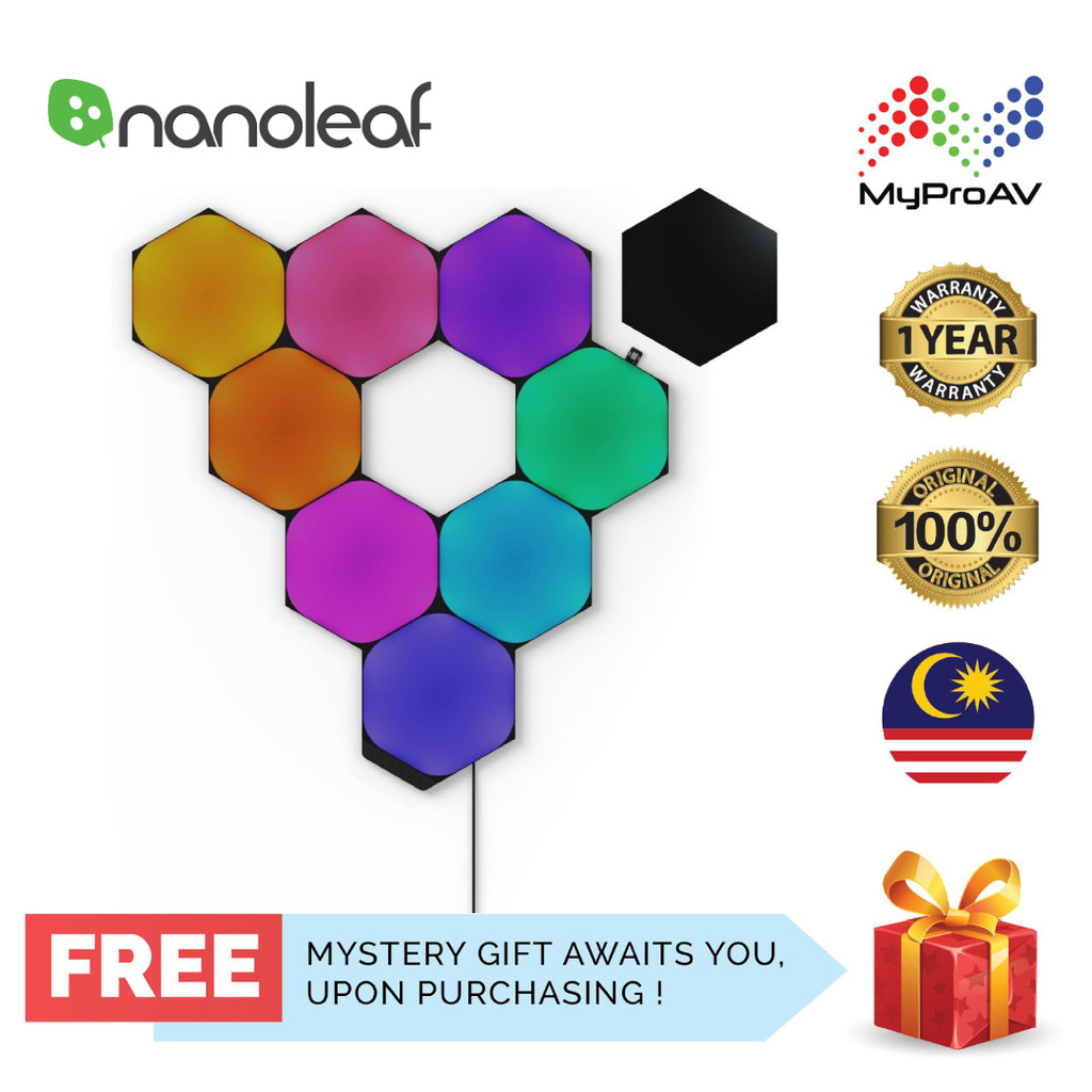 NANOLEAF Shapes Limited Edition Ultra Black Hexagons Starter Kit (9 ...