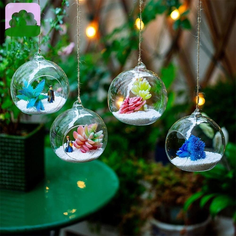 JINXIY Hanging Glass Vases, Transparent Ball Hanging Tealight Holder ...