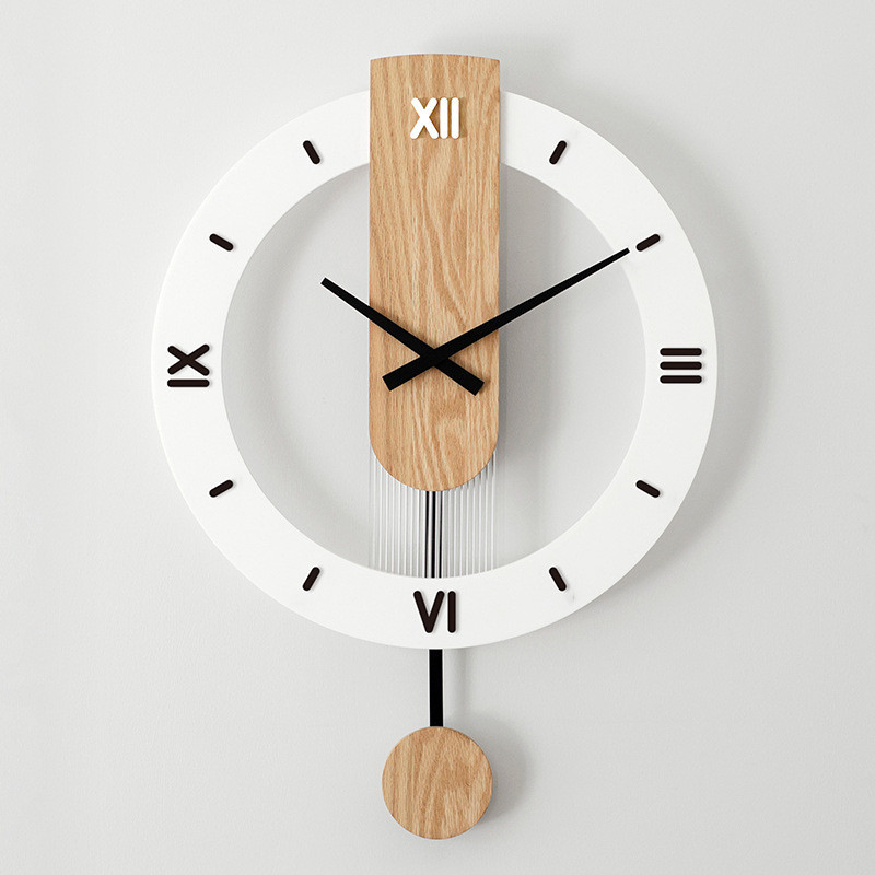 Modern Simple Wooden Silent Wall Clock, Swing Clock Suitable For Living ...