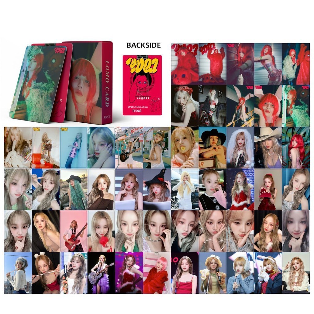 55 Pcs Photocards YUQI Song YUQI Laser Photocards Album Lomo Card Kpop ...