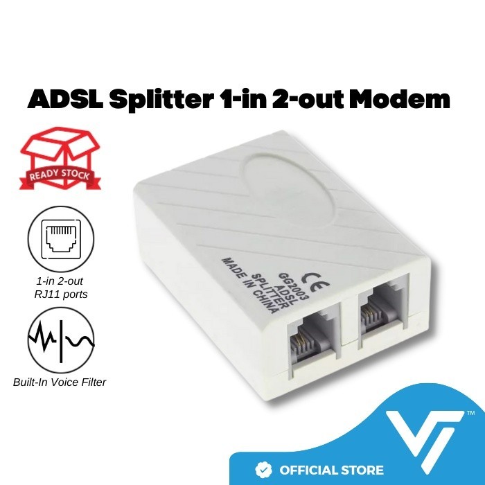 Modem Pemisah ADSL 1 hingga 2 (Modem Telefon /Faks/ DSL ) Penyesuai ...