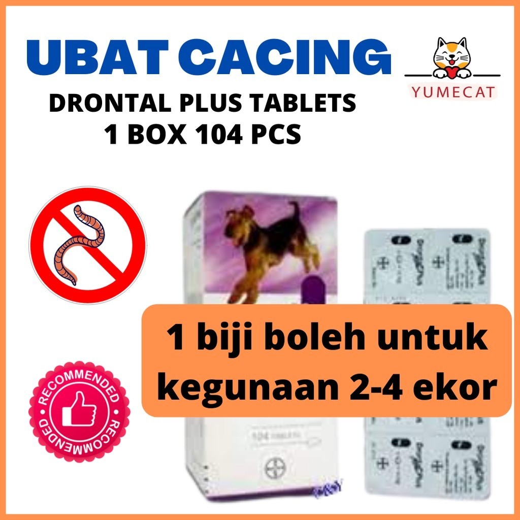 YUMECAT Drontal Plus Tablet 【1 BOX 104 pcs】 Deworm for Dog Cat Ubat ...