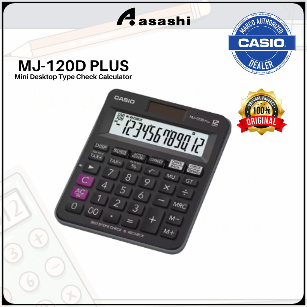 Casio MJ-120D PLUS Mini Desktop Type Check Calculator 300 Steps Check ...
