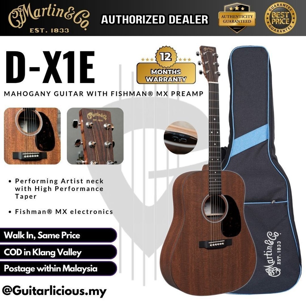 Martin D-X1E MAHOGANY Dreadnought X Series Acoustic-Electric Guitar ...