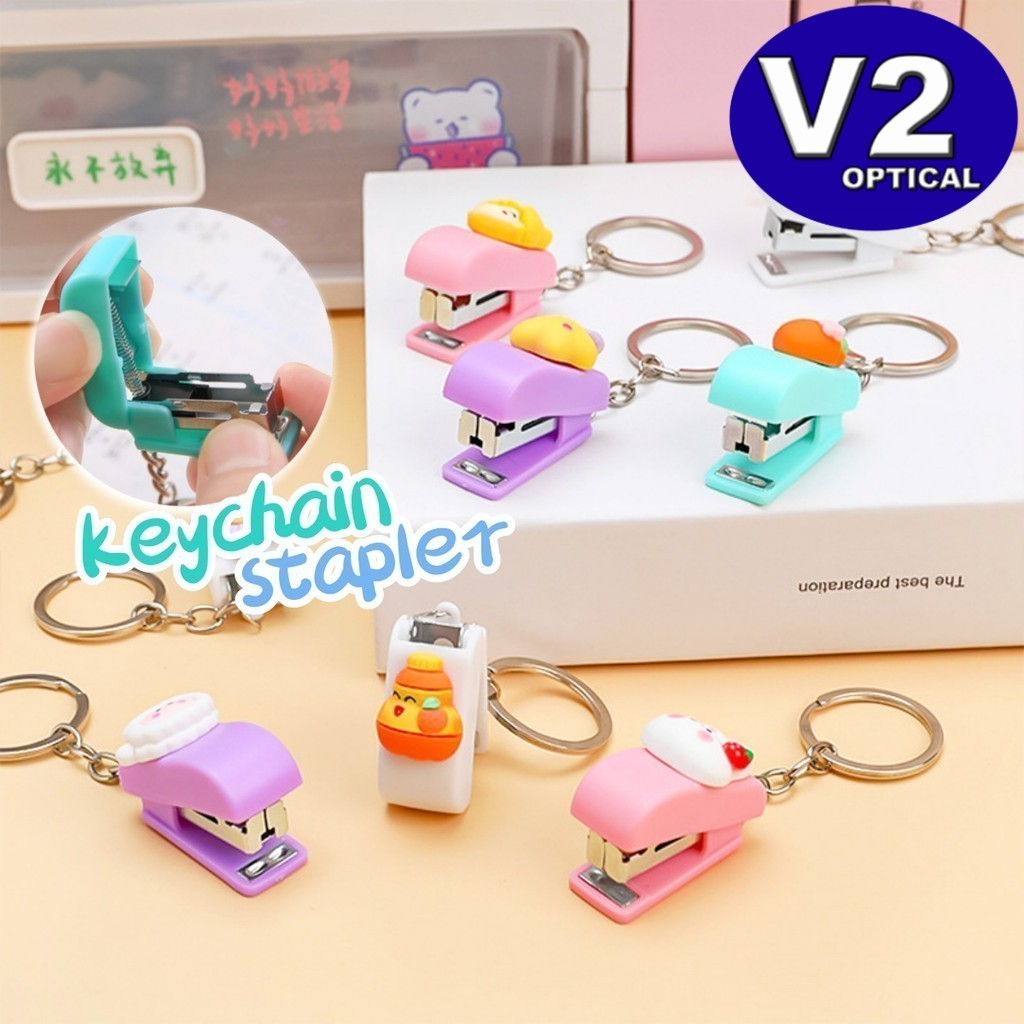 Cute Cartoon Mini Keychain Stapler Portable Book Paper Binder Machines ...