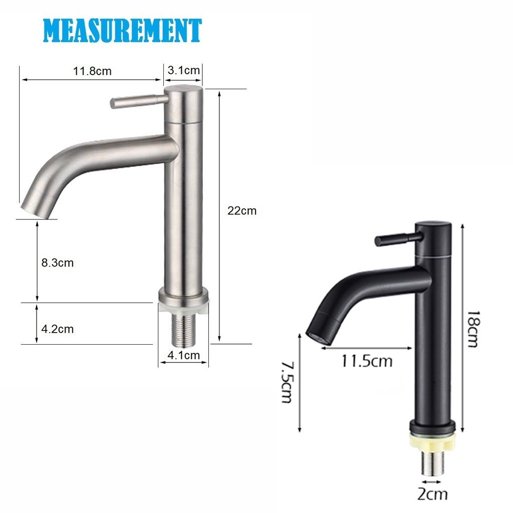 Stainless Steel Bathroom Basin Tap Ceramic Valve Core Rust & Stain ...