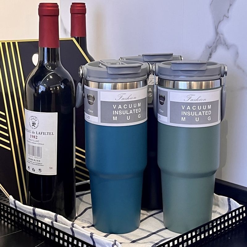 30oz Thermal Korean Tumbler with Handle Large Vacuum Insulated 304 Stainless Steel Botol Air ...