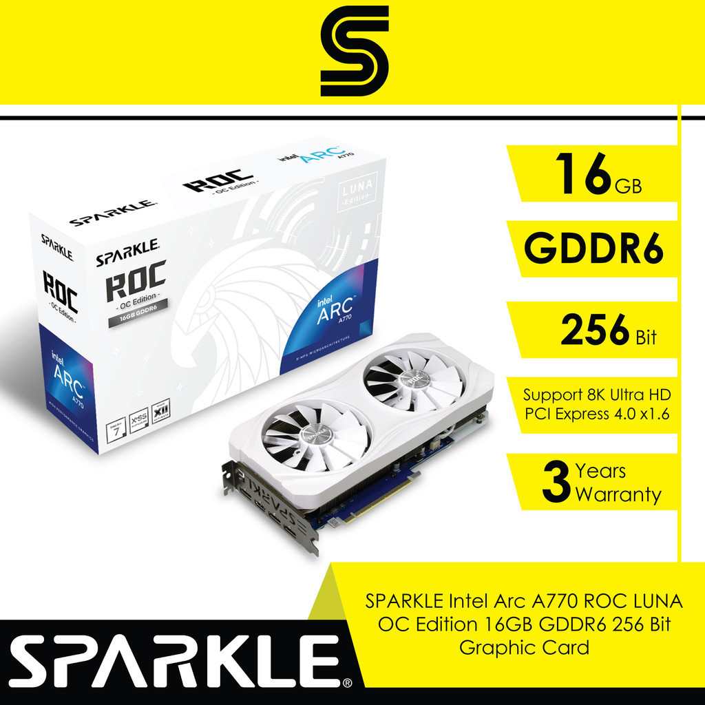 SPARKLE Intel Arc A770 ROC LUNA OC Edition 16GB GDDR6 256 Bit Graphic ...