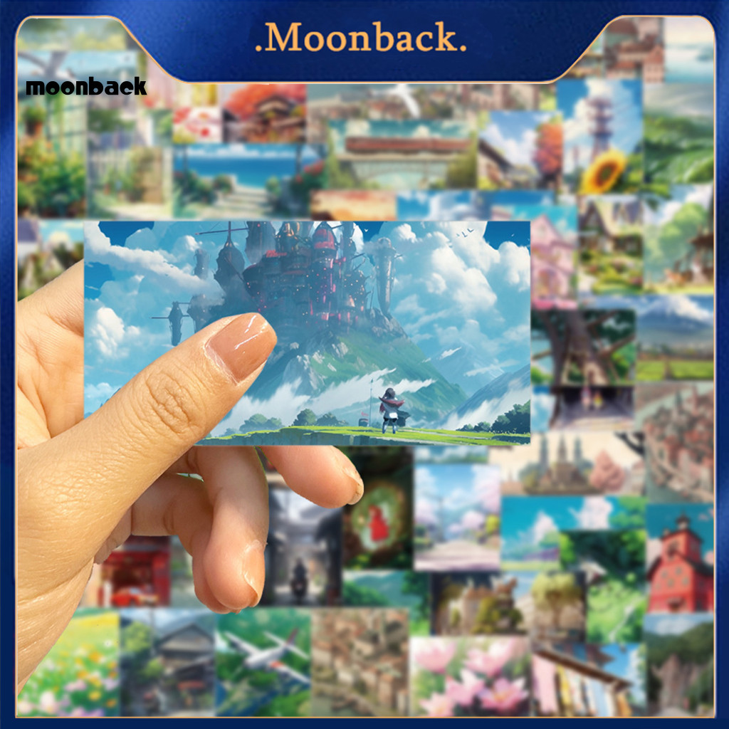 Moon Anime Landscape Journal Sticker Anime Landscape Theme Sticker ...