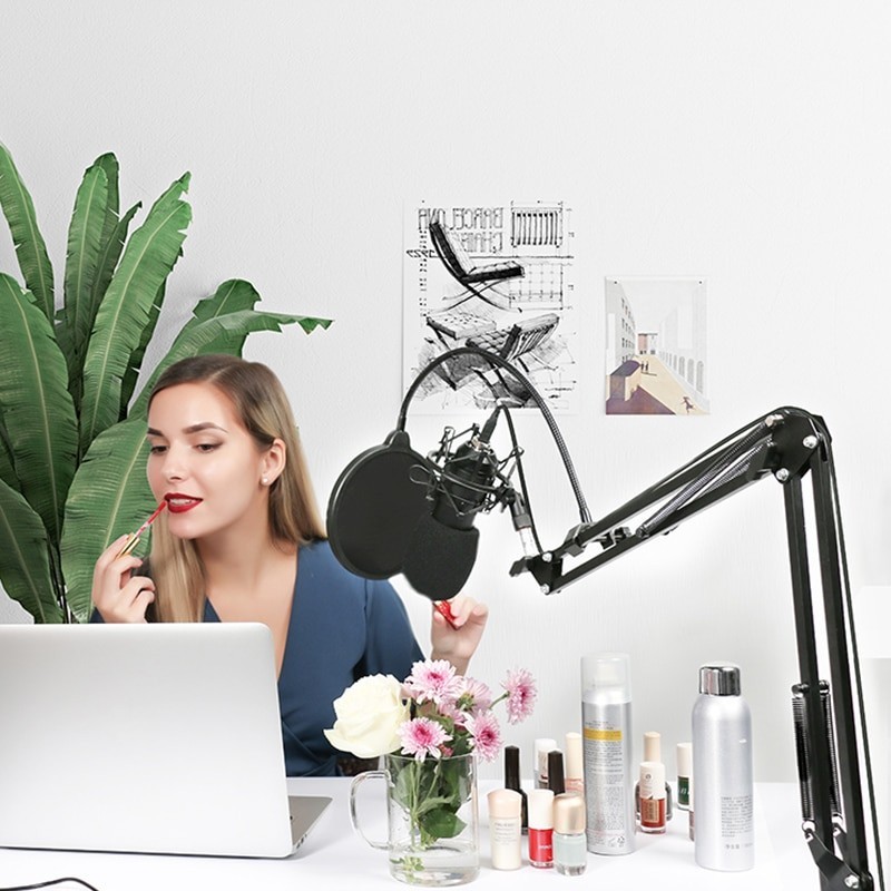 Metal Suspension Scissor Microphone Stand Adjustable Boom Arm Stands ...