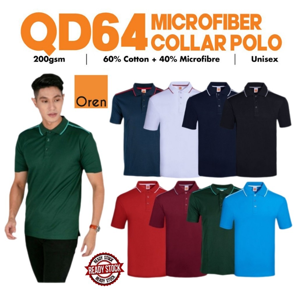 OREN SPORT QUICK DRY POLO 200GSM QD64 UNISEX POLO T-SHIRT White/Black ...