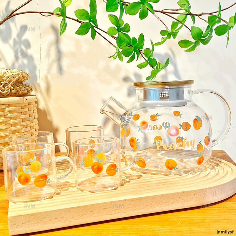 Glass Kettle Set Heat-resistant Flower Teapot Set Fruit Teapot Large ...