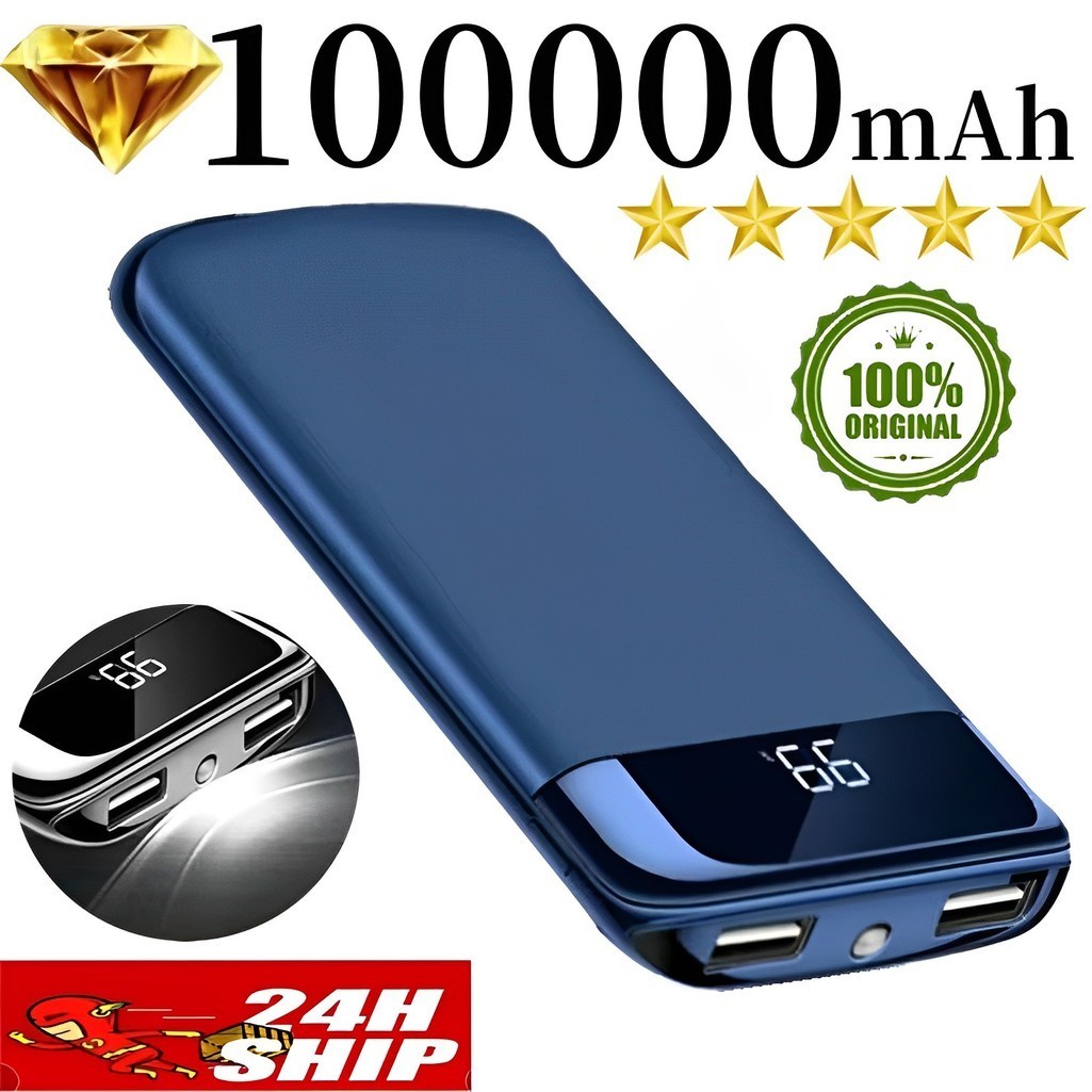 Original Power Bank 100000mAh LED Power Bank Large Capacity Slim Small ...