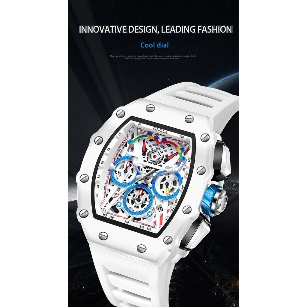 ONOLA Luxury Wine Barrel Waterproof Luminous Date Chronograph Casual ...