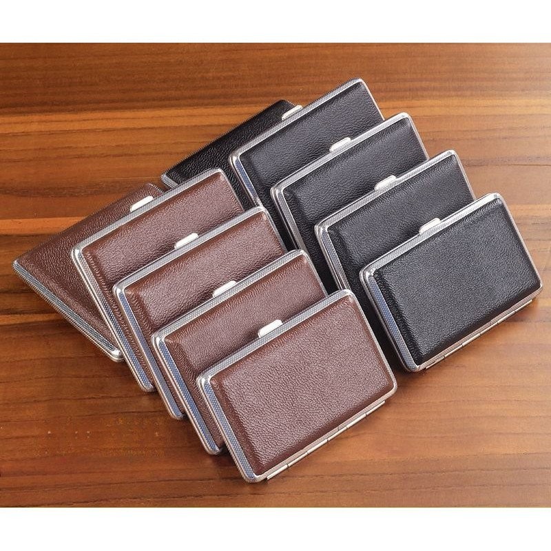 Leather Black Elastic Portable Cigarette Case Men's Ultra-Thin Portable ...