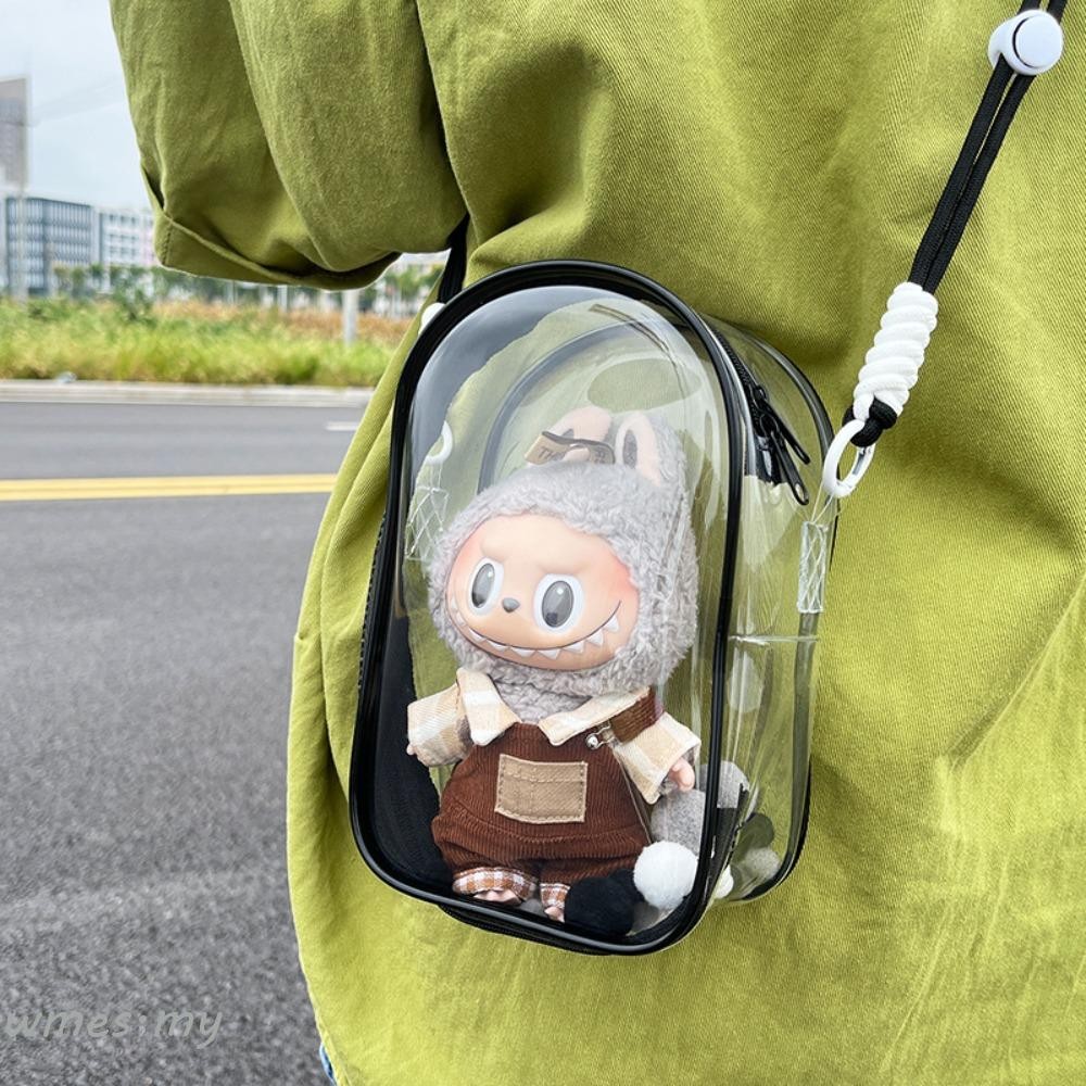 WMES1 Labubu Clear Outdoor Doll Bag, Hair Balls Transparent Labubu Doll ...