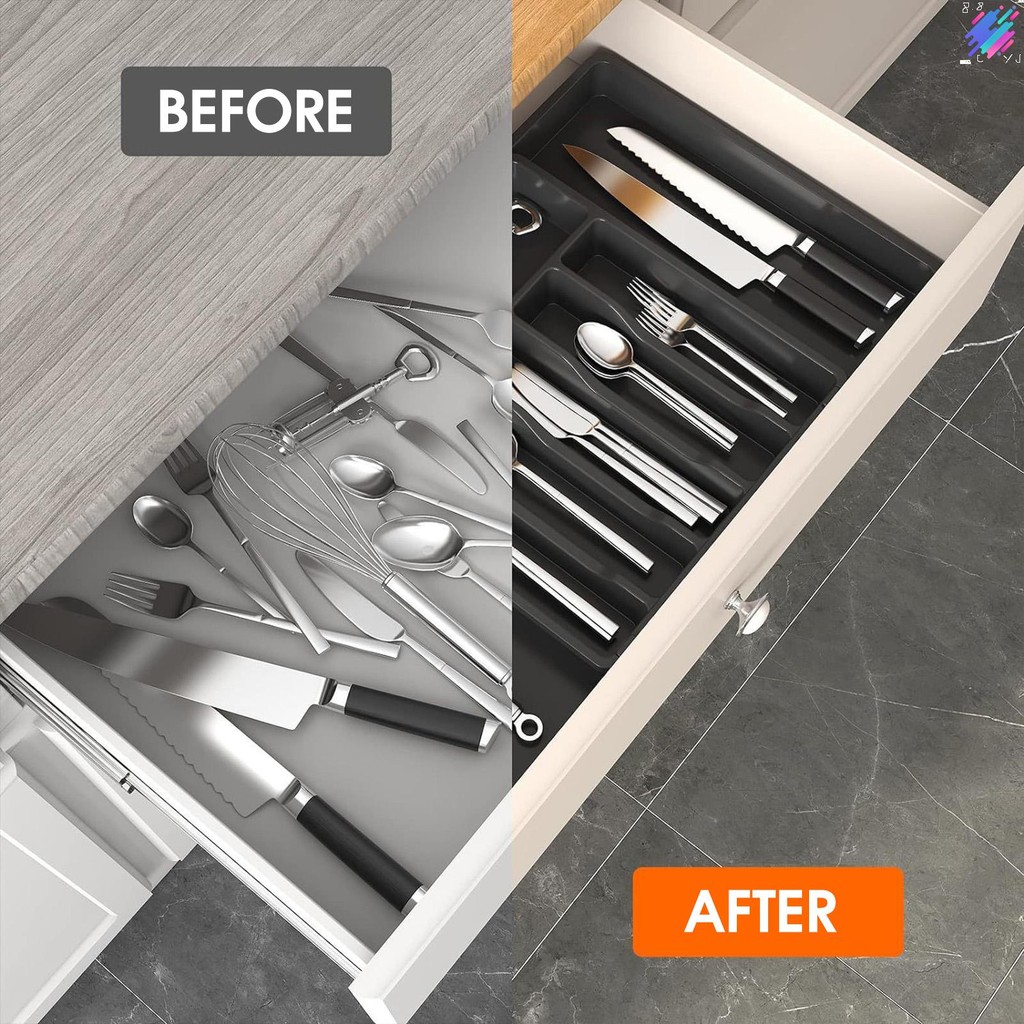 Plastic Silverware Drawer Organizer Adjustable Plastic Storage Holder ...
