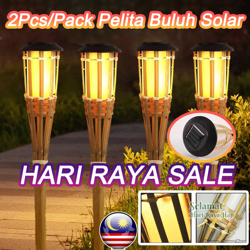 2pcs/pack Pelita Buluh Lampu raya Solar Light LED Pelita Bamboo Pelita ...