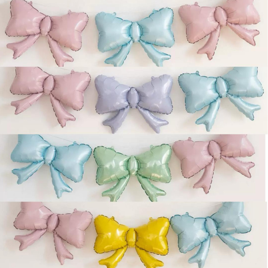 Ins Candy Color Bowknot Aluminum Film Balloon Decoration Matte Retro ...