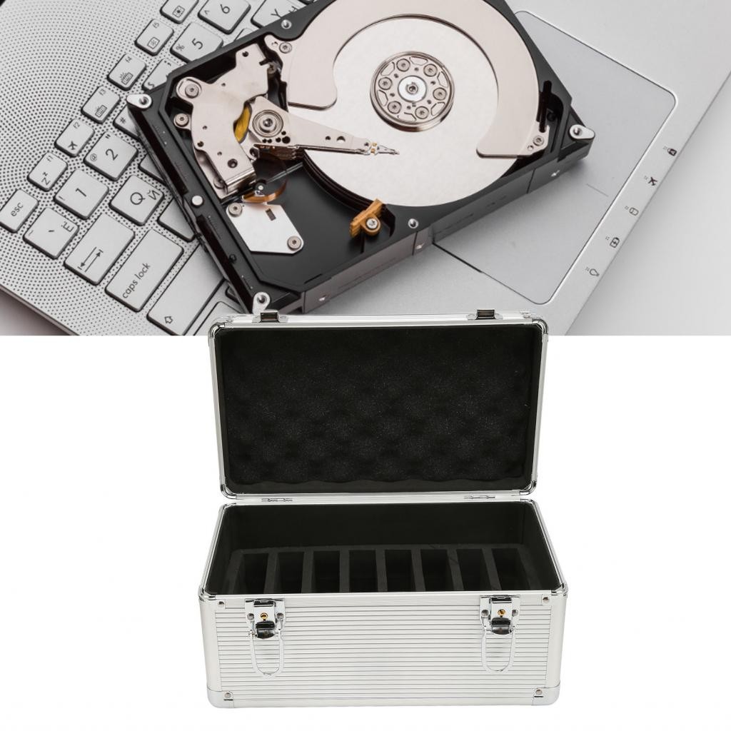 Xiyijia 3.5 Hard Drive Storage Box HDD Suitcase with 10 Bays External ...