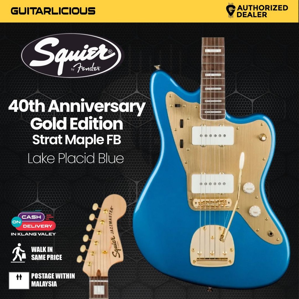 Squier 40th Anniversary Gold Edition Jazzmaster Electric Guitar, Lake ...