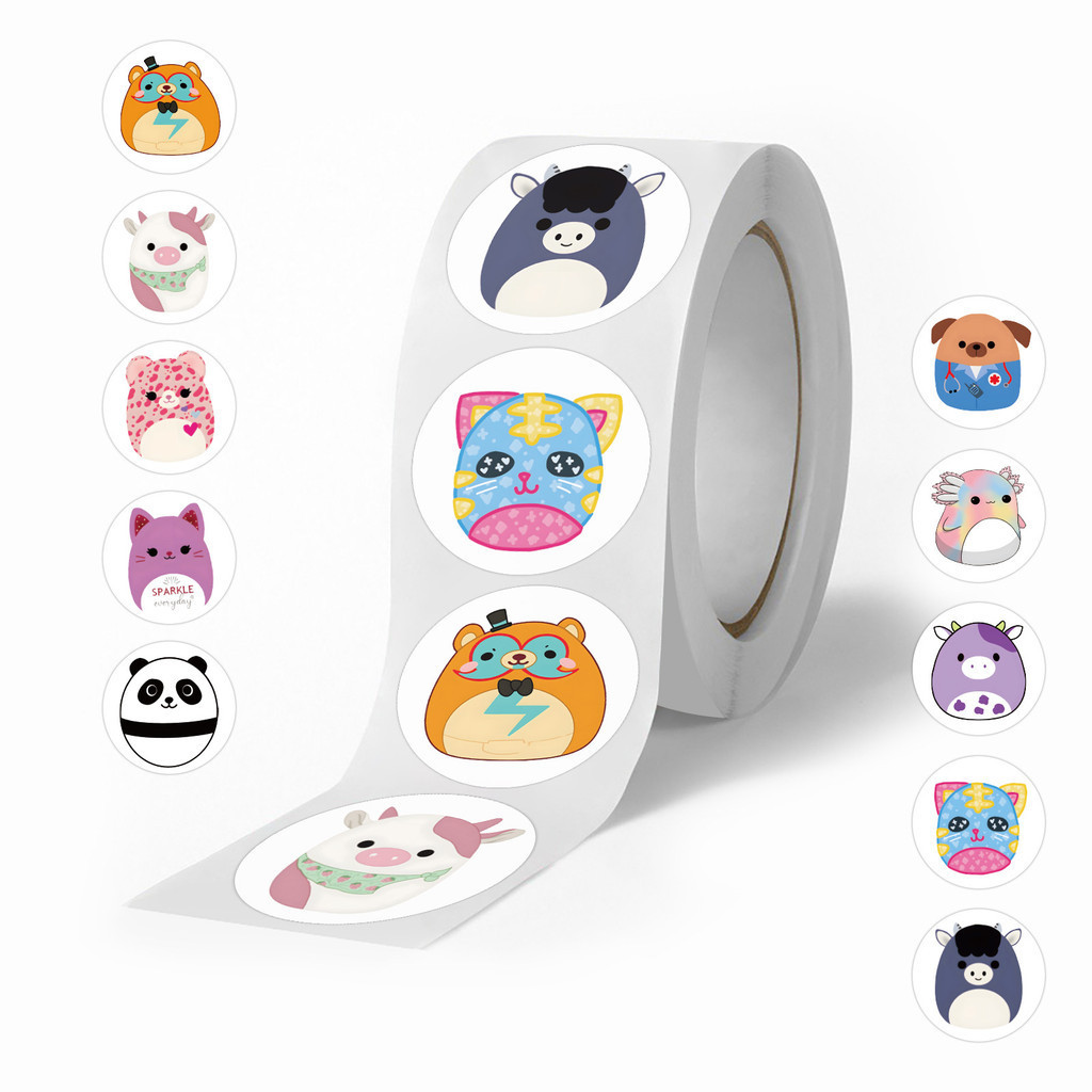 500 pcs 10 images Squishmallows Toys Cartoon Stickers Roll/Stickers Tape | Shopee Malaysia