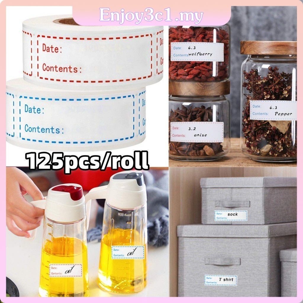 125pcs/roll Blank Date Writable Label Sticker 7.5*2.5cm Kitchen ...